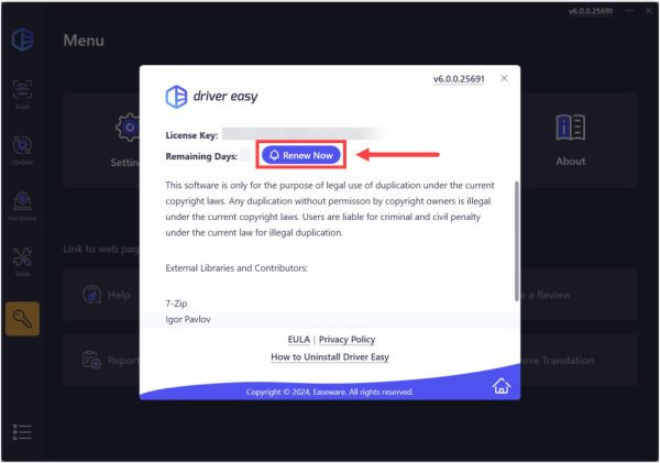 Renew License Key - Driver Easy