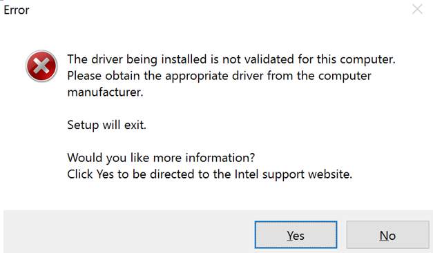 How to Fix: The driver being installed is not validated for this ...