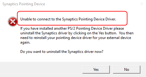 [Solved] Unable to connect to the Synaptics Pointing Device Driver - Driver Easy