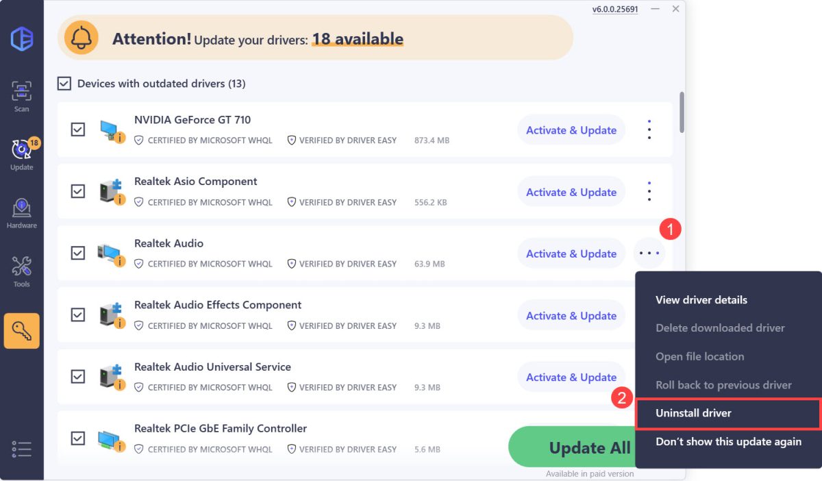 Reinstall Audio Driver to Fix Sound Problems on Windows 10 - Driver Easy