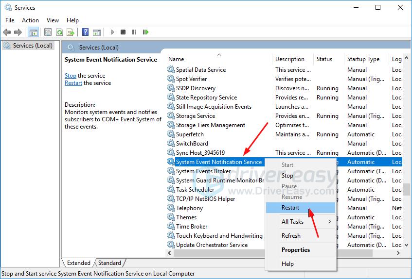 Solved Windows Could Not Connect To The System Event Notification Service Service Driver Easy