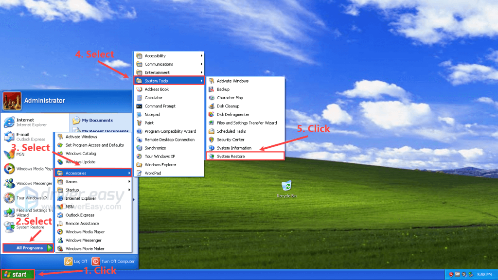 How to Create a Restore Point in Windows XP - Driver Easy