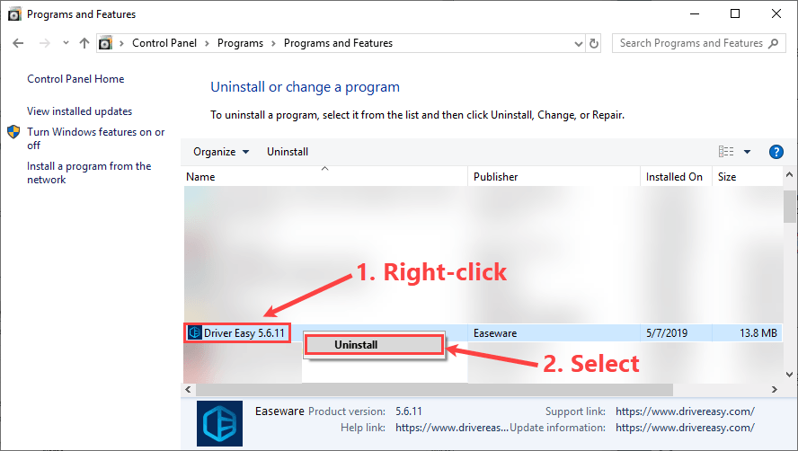 Uninstall Driver Easy - Driver Easy