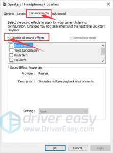 [SOLVED] Disable Audio Enhancements in Windows 10 - Driver Easy