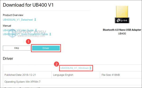 TP-Link UB400 Bluetooth Adapter Driver Download & Update - Driver Easy