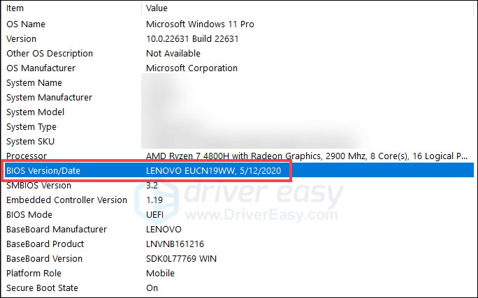 How to Check BIOS Version on Windows 11 Easily - Driver Easy